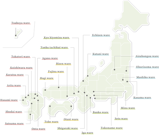 Japanese ceramics map | 名工たちの和食器「and POLITE（&ぽらいと）」